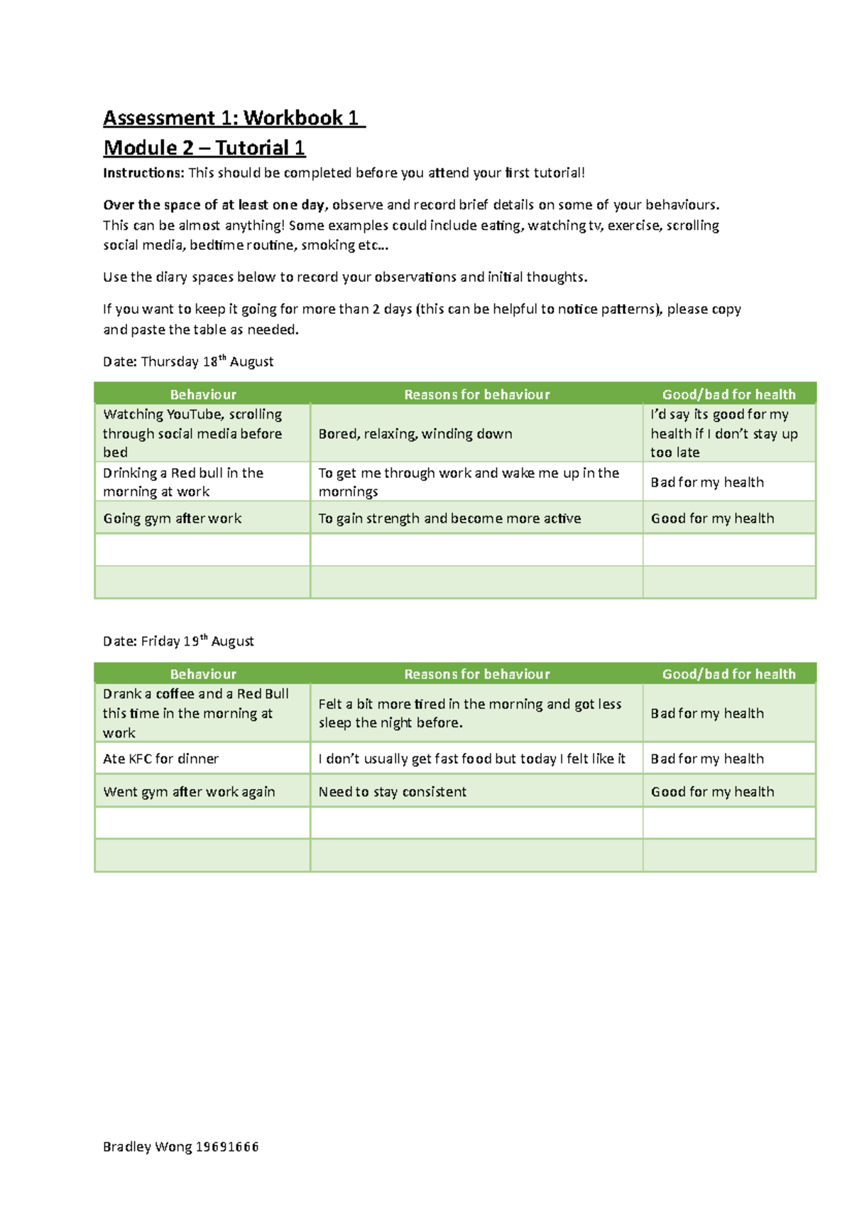 Assessment 1 - Workbook 1 - Assessment 1: Workbook 1 Module 2 ...