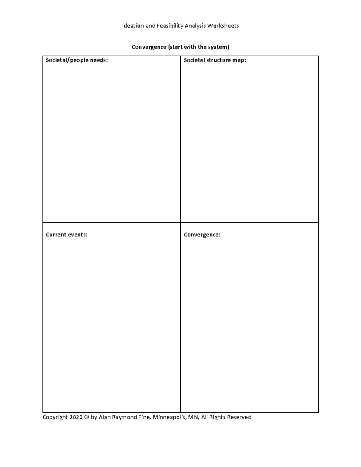 4170 Ideation Worksheets Updated January 2021 - Convergence (start with ...