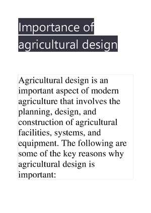 Importance of agricultural design part 2 - sustainability in ...