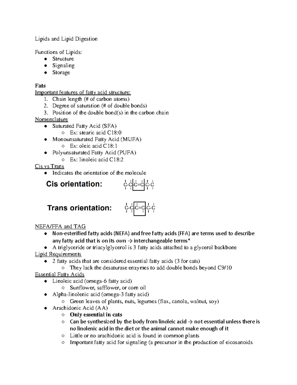 Lecture 5: Review of Carb Digestion and Review of Lipids - Lipids and ...