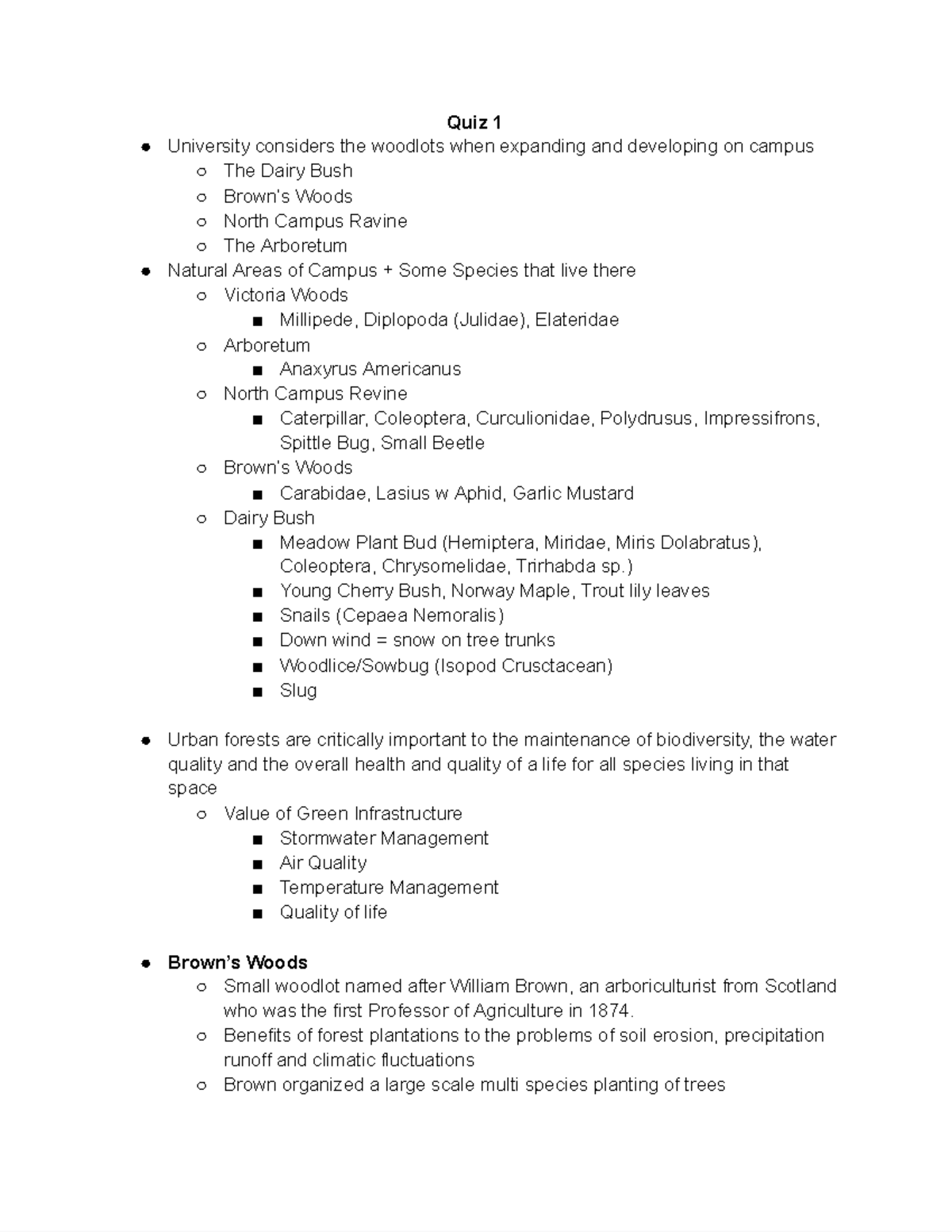 BIOL1070 Ecology Quiz 1 - Quiz 1 University considers the woodlots when ...