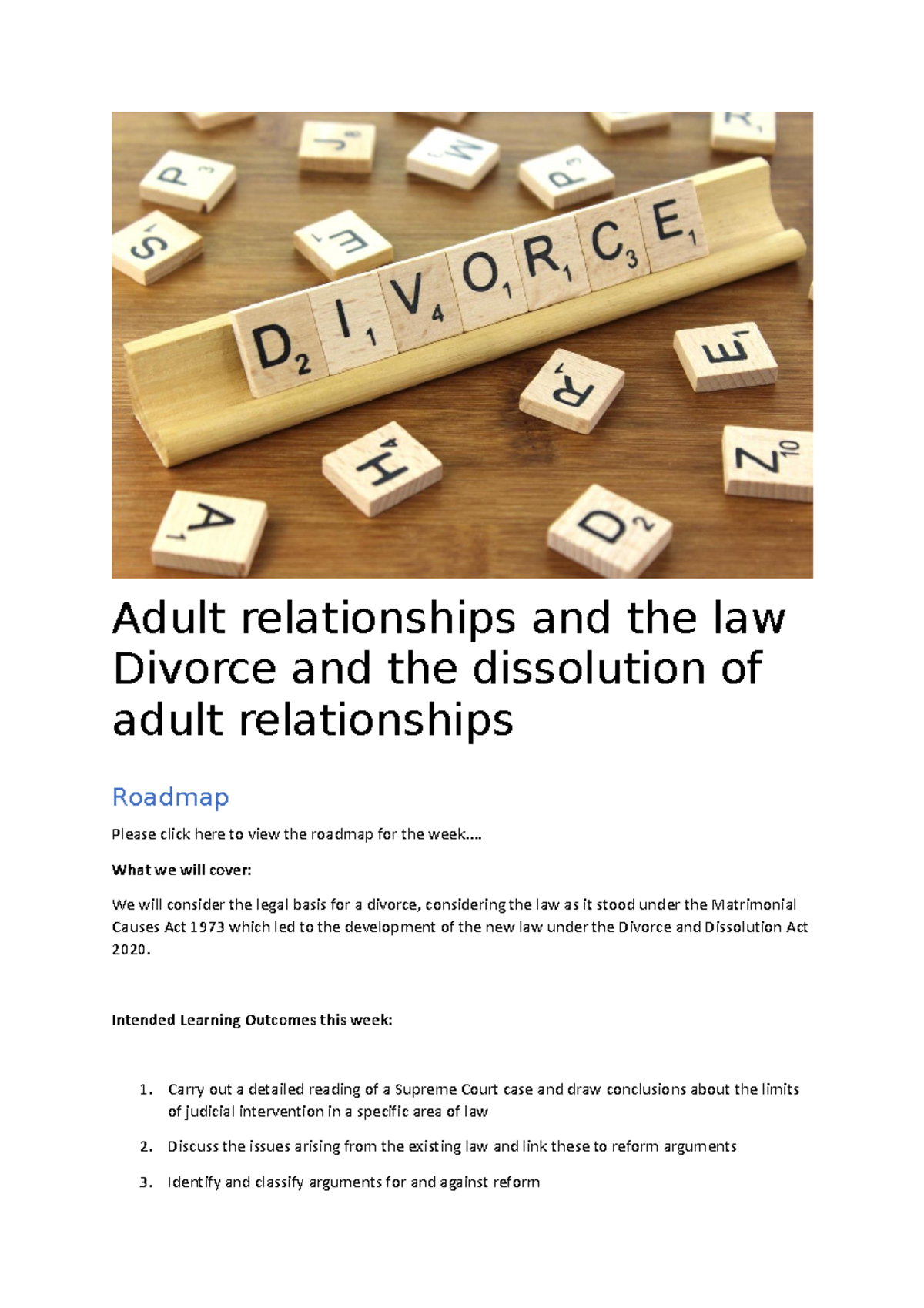 Week 3 - Word version of Sway - Divorce and the dissolution of adult ...