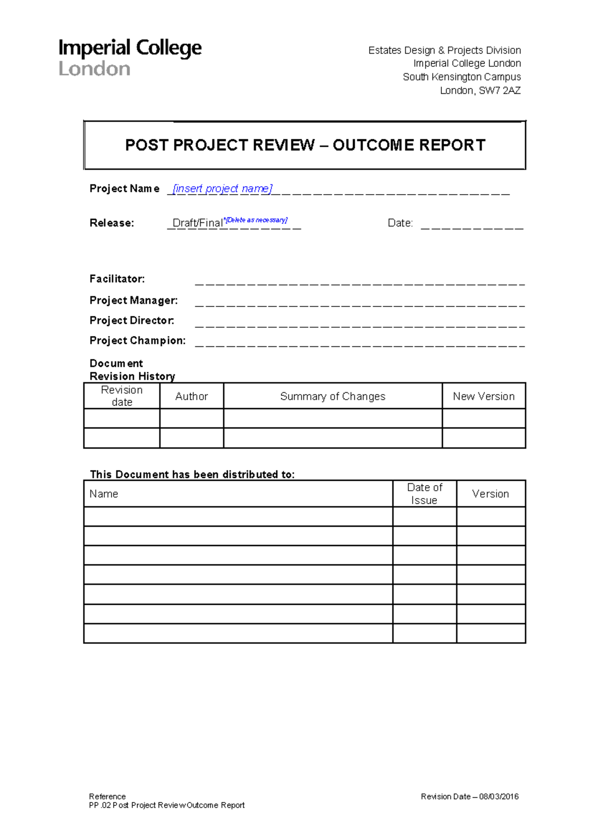 Pp02pproutcome - Give me test bank - Estates Design & Projects Division ...