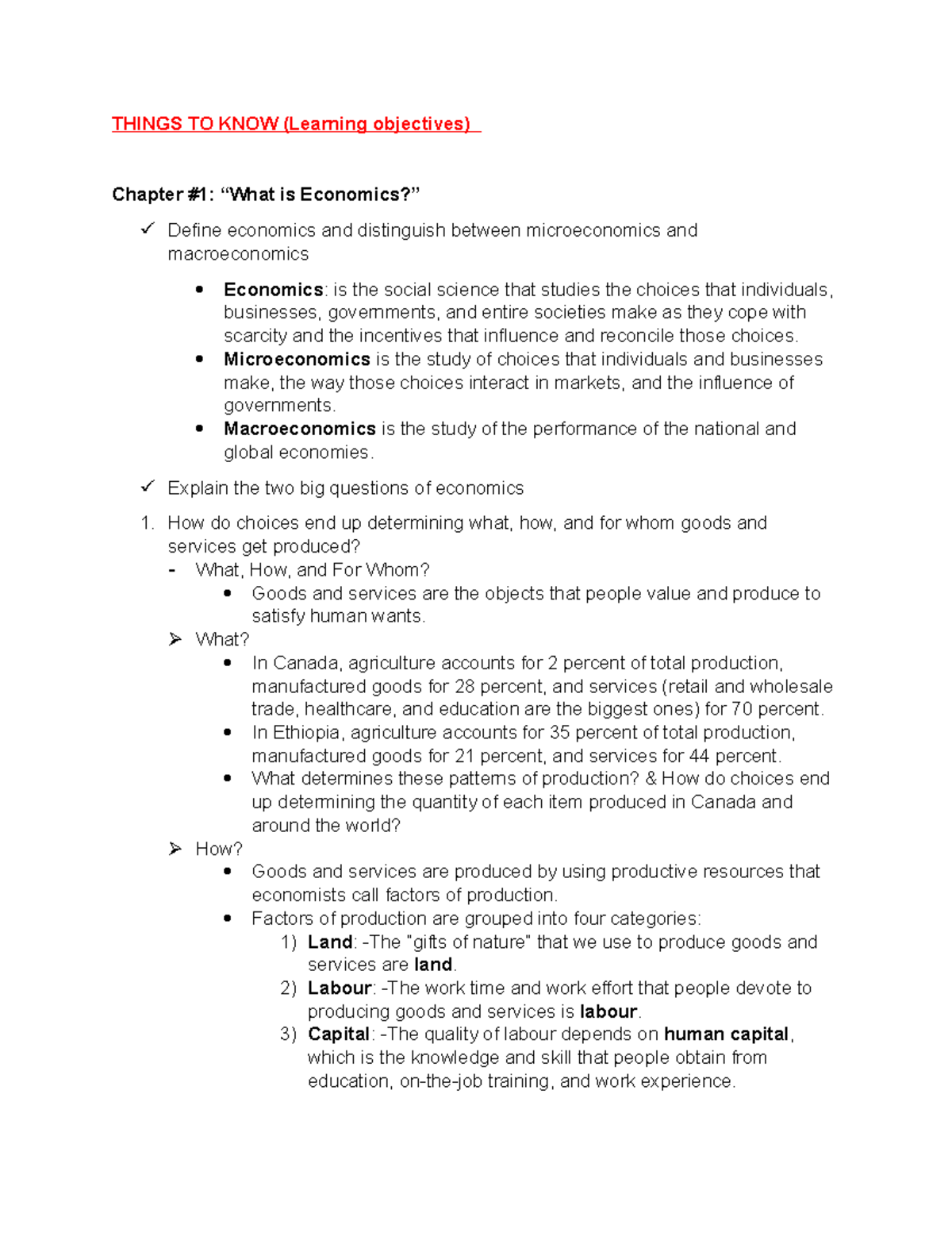 Things To Know Chapters 1 3 4 THINGS TO KNOW Learning Objectives
