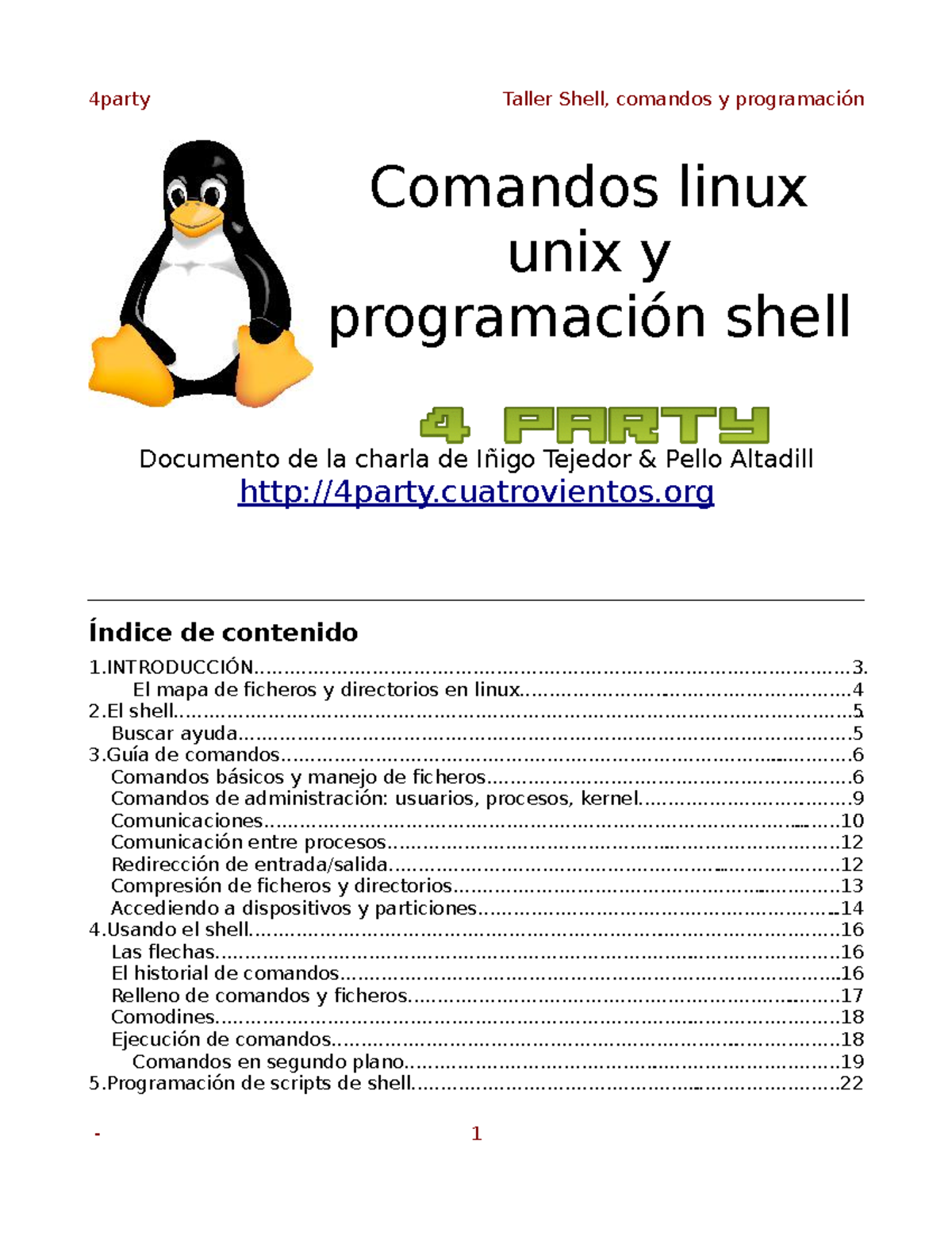 Shell-Linux-Programacion - Comandos linux unix y programación shell Documento de la charla de ...