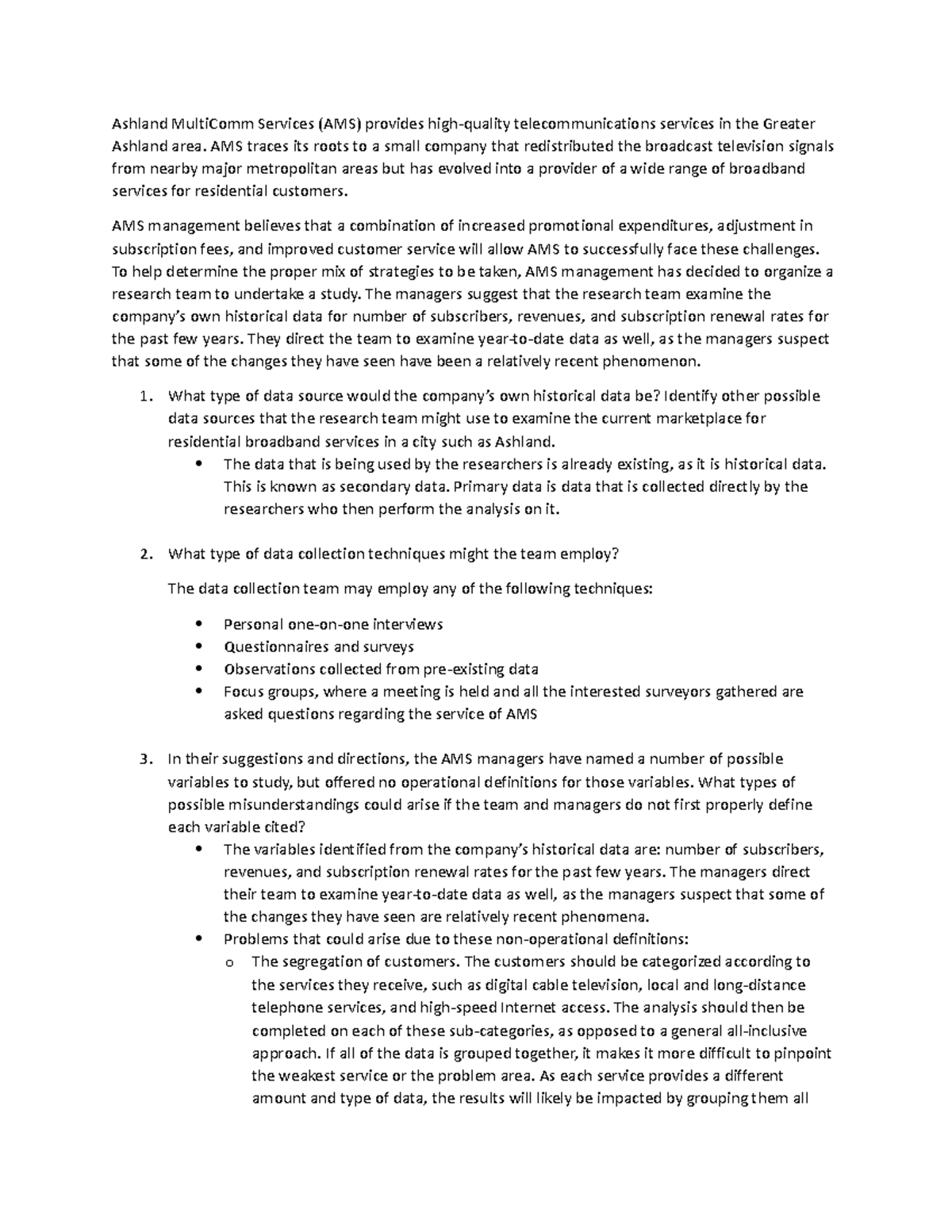 Reid mb 6110 assignment 3 reportdocx - Ashland MultiComm Services (AMS ...