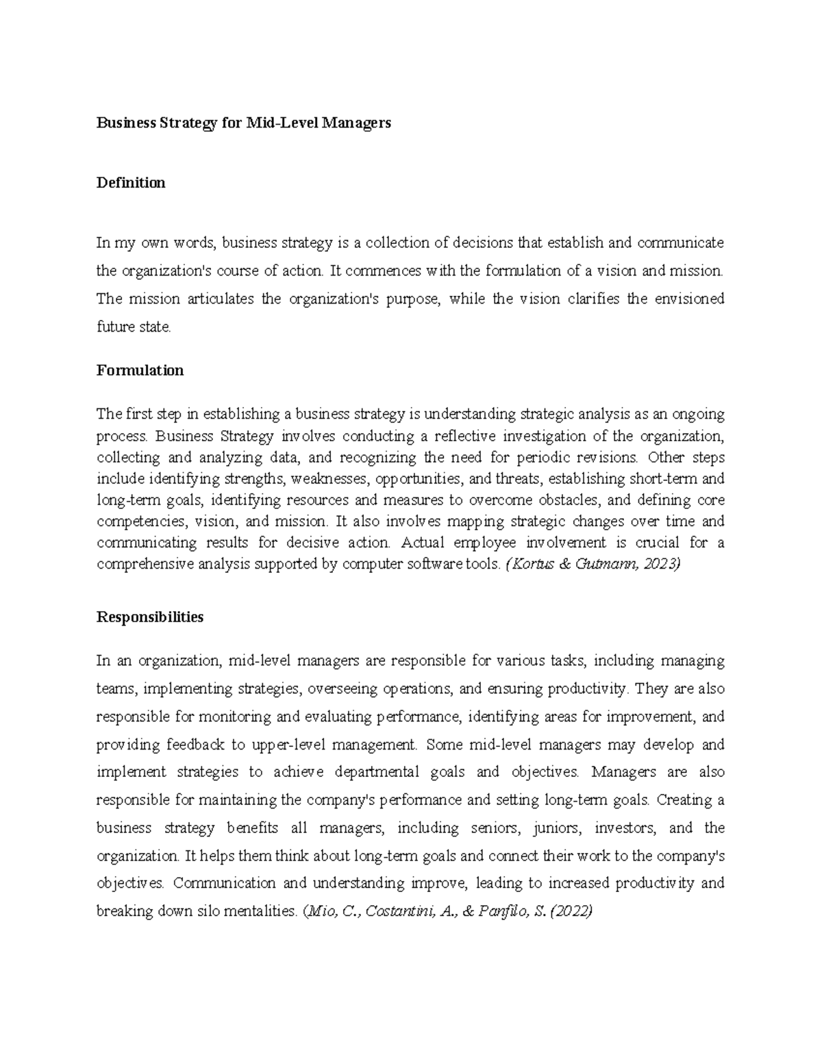 Business Strategy for Mid-Level Managers - Business Strategy for Mid ...