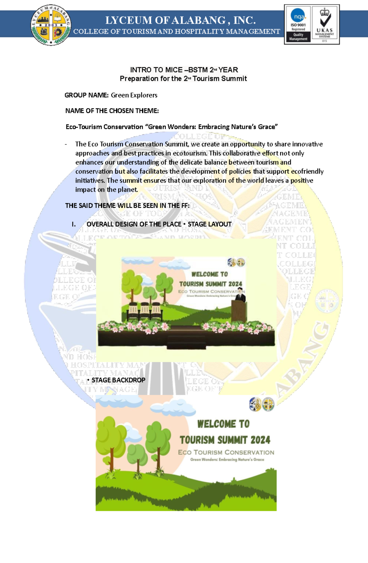 21M4 MICE Proposal Green Wonders Team - COLLEGE OF TOURISM AND ...