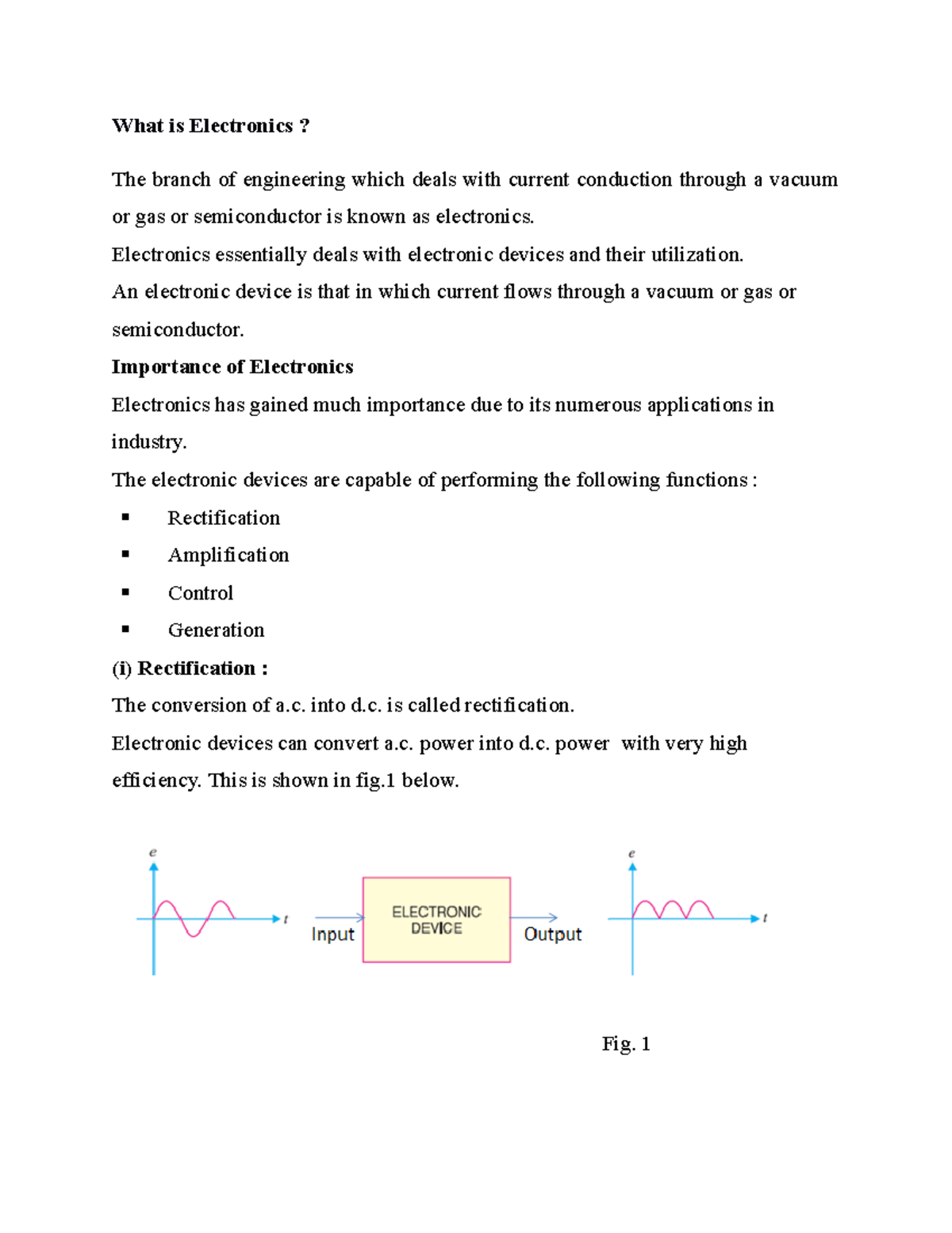 Basic Electronic notes - What is Electronics? The branch of engineering ...