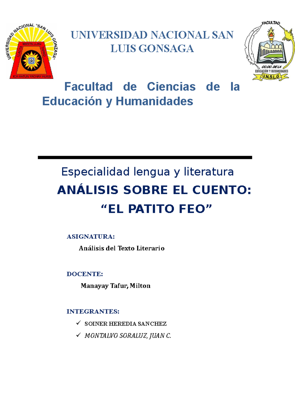 Análisis Sobre EL Cuento - ASIGNATURA: Análisis del Texto Literario ...