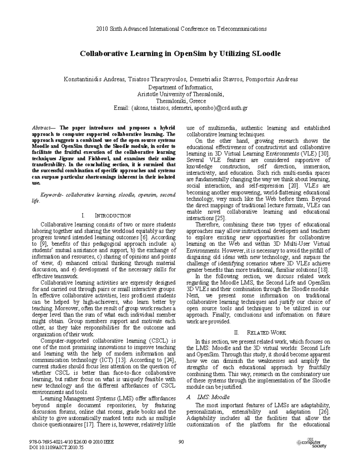 AICT - KHFFFYUKCFG HGDYTGTYF - Collaborative Learning in OpenSim by ...