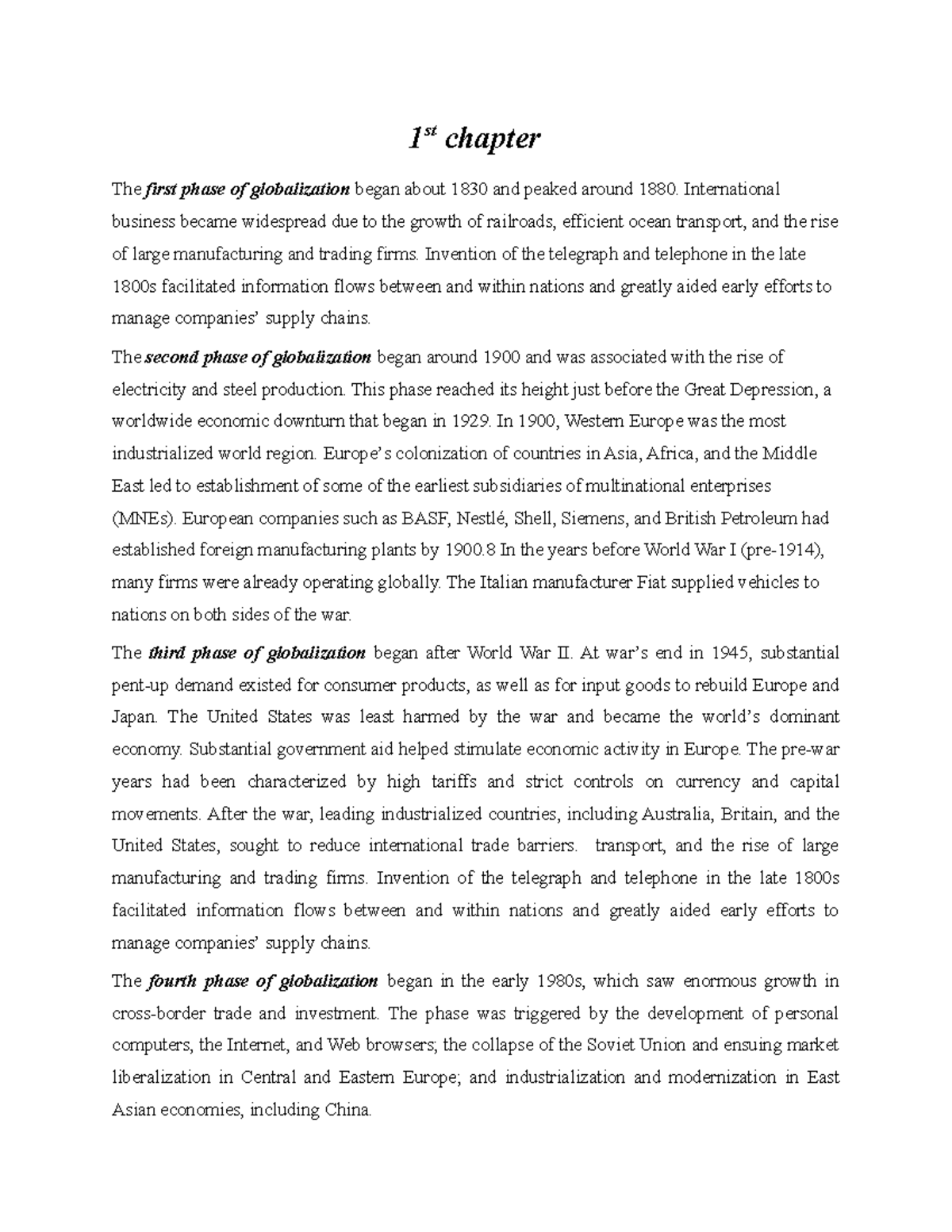 Ib - thanks - 1 st chapter The first phase of globalization began about ...