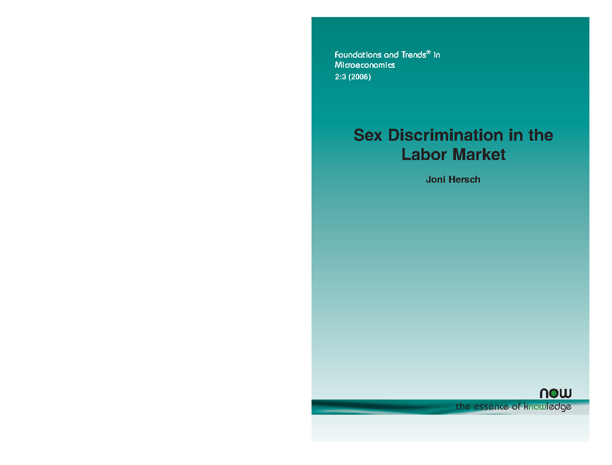 (Foundations and Trends(R) in Microeconomics) Joni Hersch - Sex ...