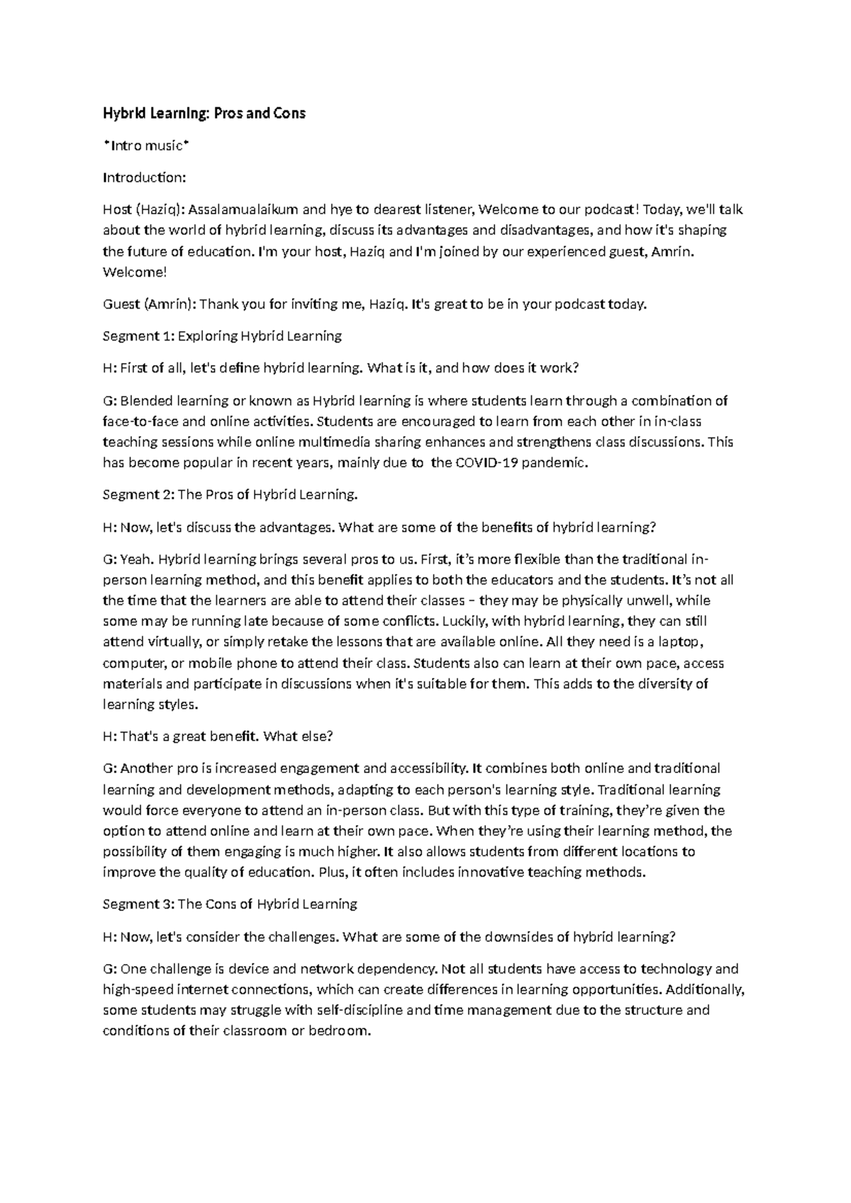 Hybrid Learning - ASDADS - Hybrid Learning: Pros and Cons Intro music ...