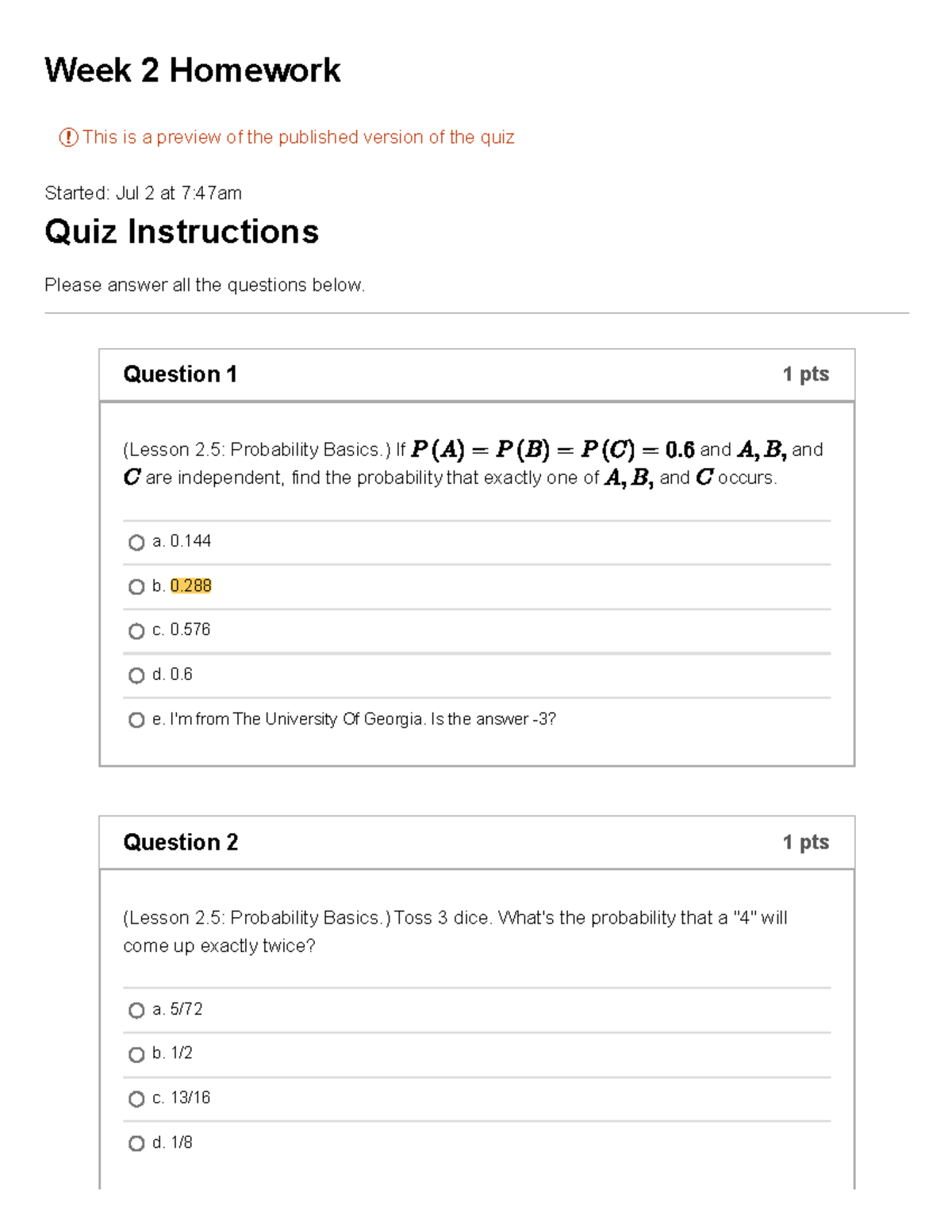 Week 2 Homework (Fall, Spring) - Week 2 Homework This is a preview of ...