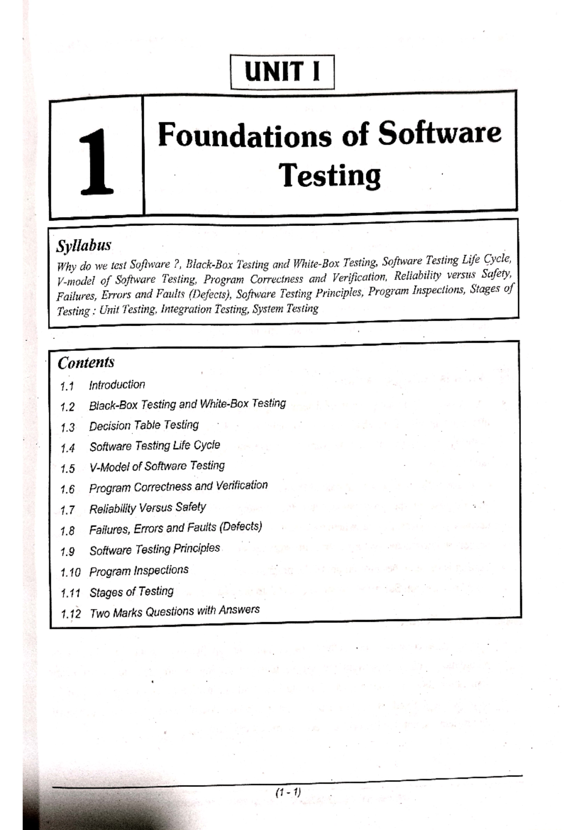 Software testing book - Good - UNIT I 1 Foundations of Software Testing ...