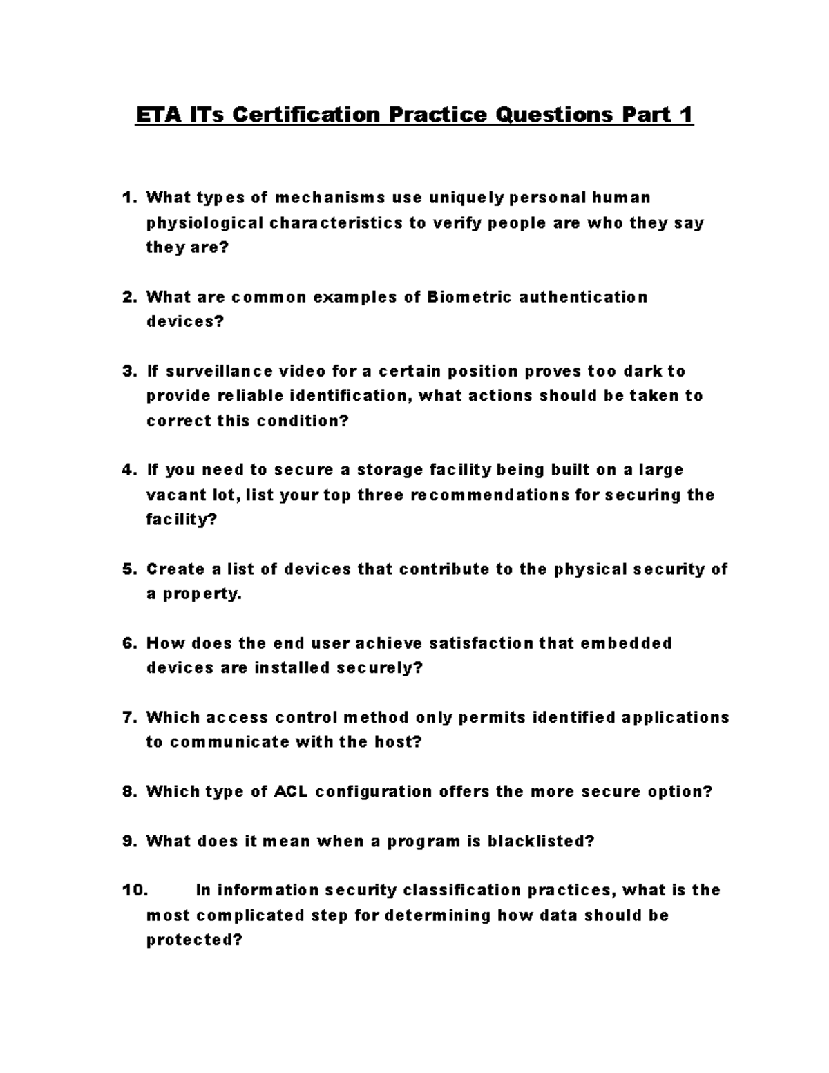 ETA ITs Certification Practice Exam Part 1 - ETA ITs Certification ...