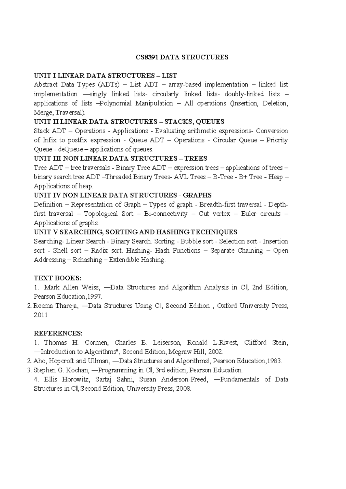 Ds Unit 1 Unit 1 Notes Cs8391 Data Structures Unit I Linear Data Structures List Abstract