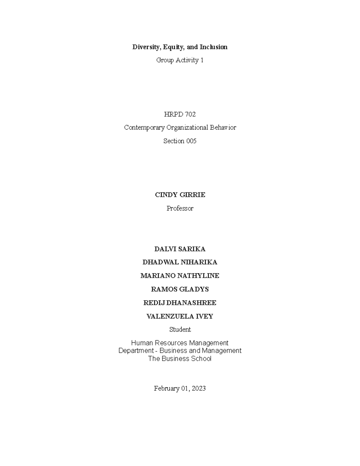 Assignment No1-Diversity, Eqity, and Inclusion - Diversity, Equity, and ...