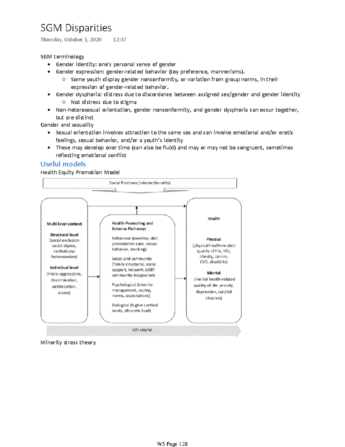 Week 5 Wilkerson Lecture - SGM terminology - Gender identity: one's ...