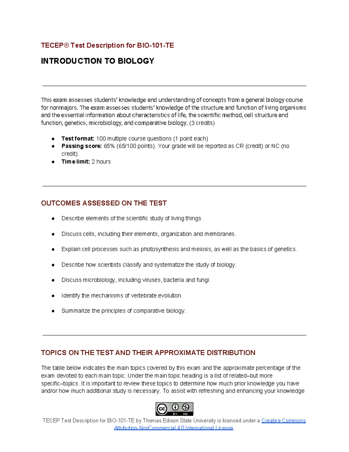 BIO-101 - biology is the study of all living organisms - TECEP® Test ...