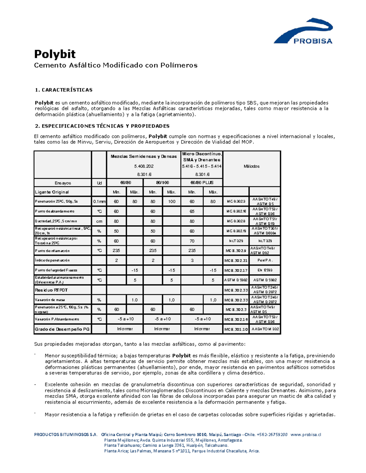 Polybit V - geafds - PRODUCTOS BITUMINOSOS S. Oficina Central y Planta ...