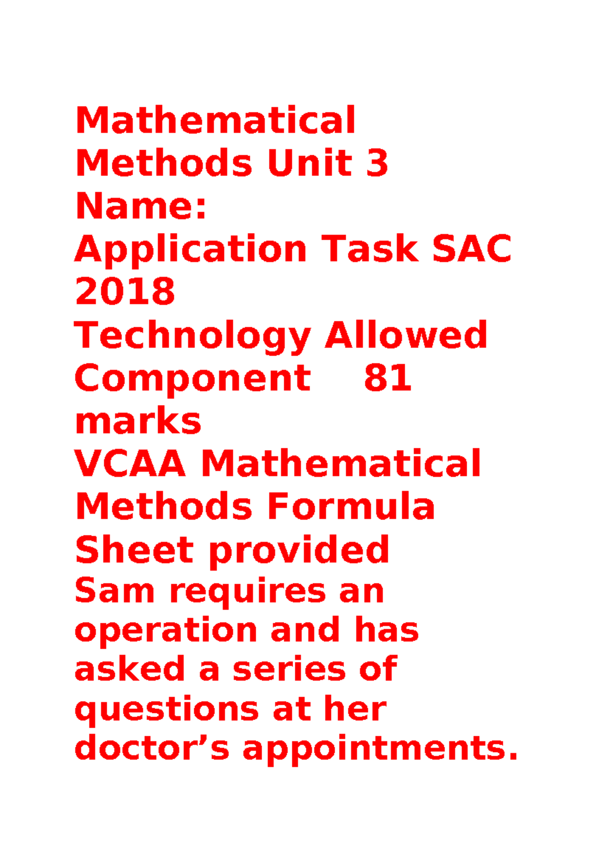 Mathematical Methods Unit 3 - Mathematical Methods Unit 3 Name ...