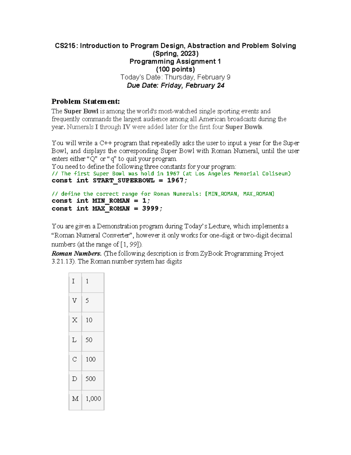 CS215 PA1 - You will write a C++ program that repeatedly asks the user to input a year for - Studocu