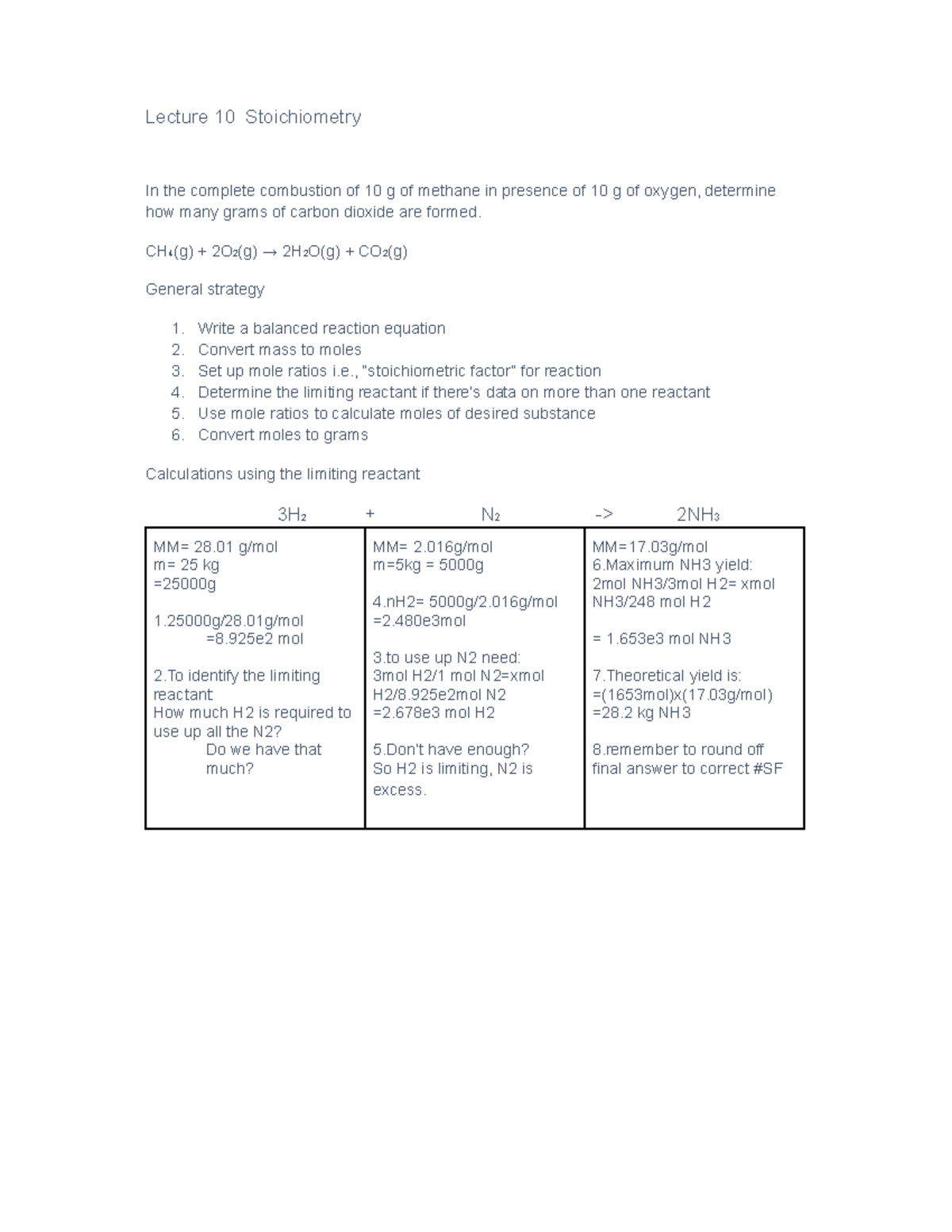 Lecture 10 Stoichiometry - Lecture 10 Stoichiometry In the complete ...