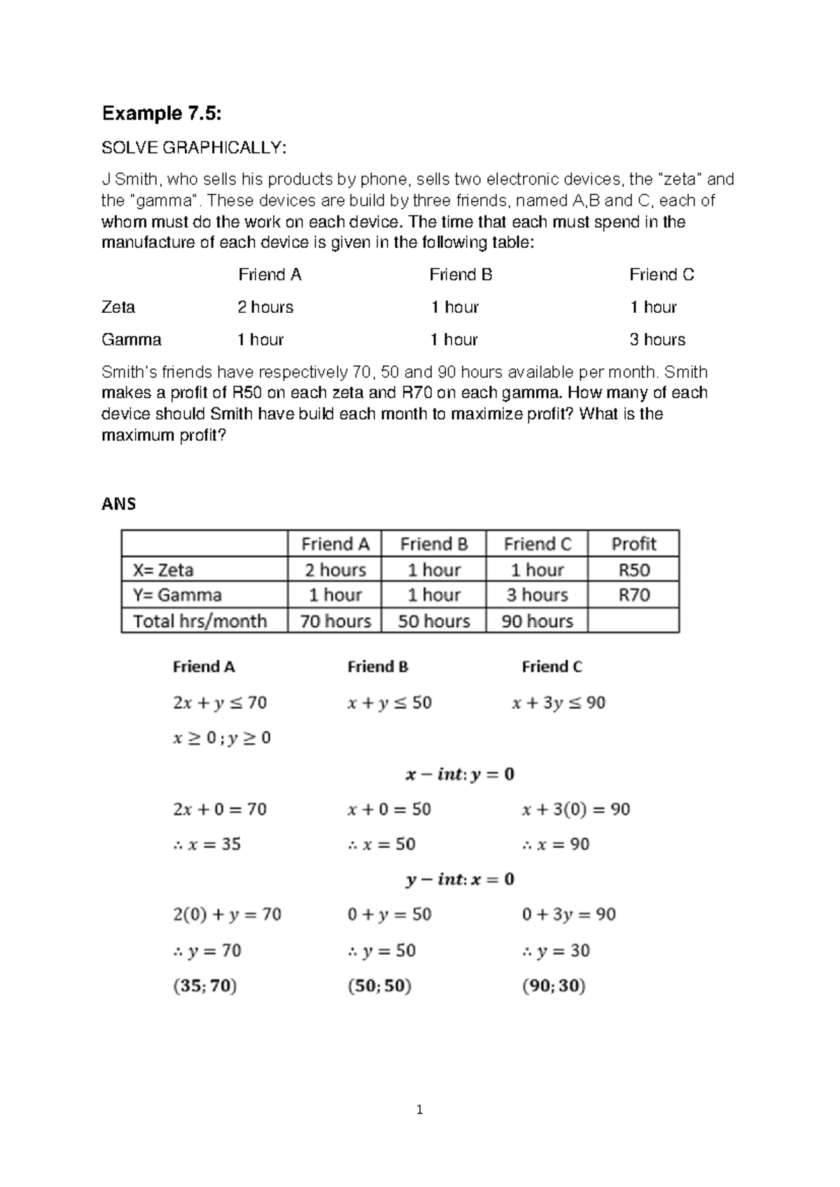 Example 7 - 1 Example 7: SOLVE GRAPHICALLY: J Smith, who sells his ...