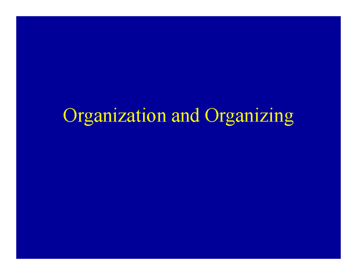 Chapter 1 - Summary Organizations and Organizing - Organization and ...