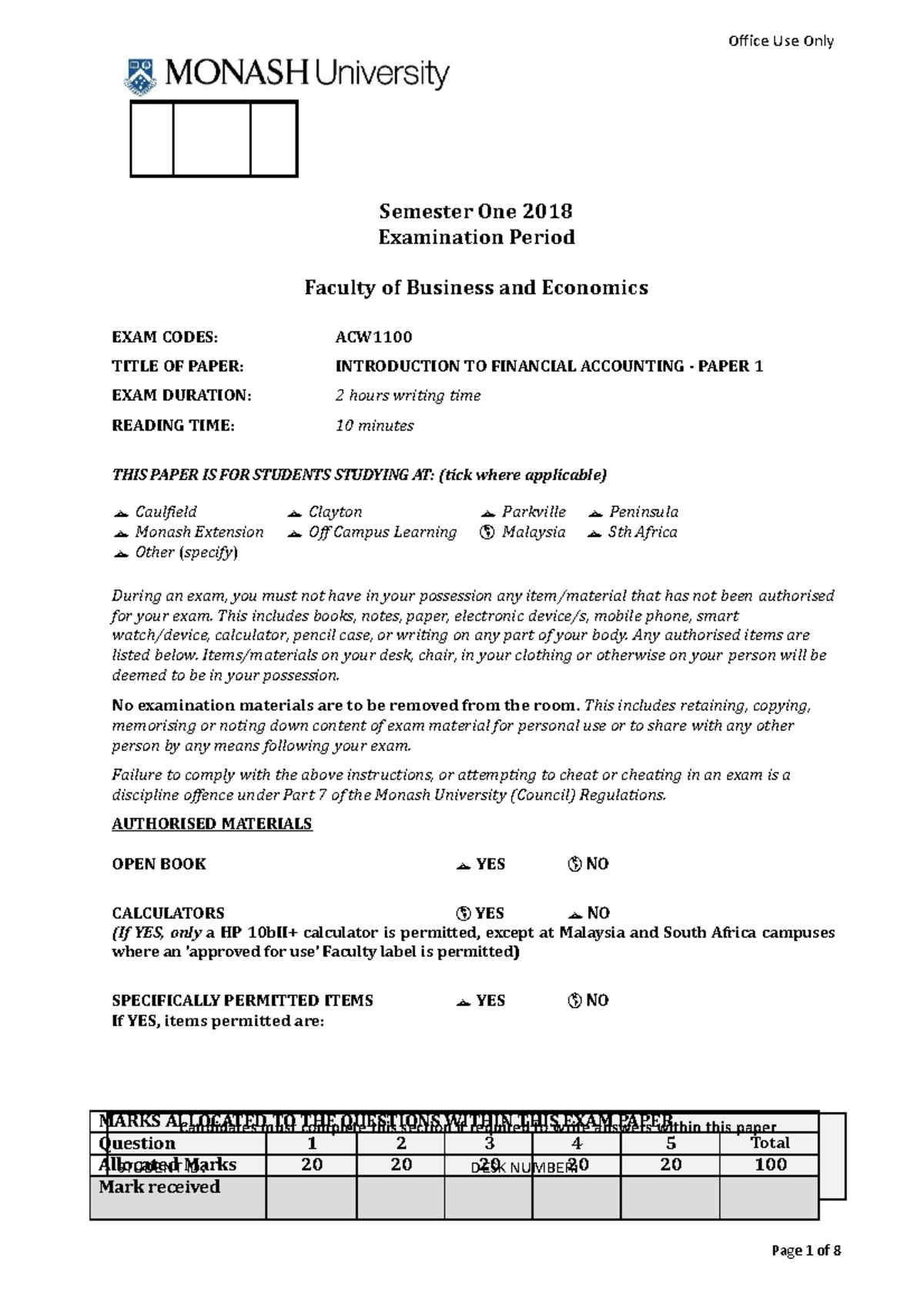 Set 5 - FINAL - Candidates must complete this section if required to ...