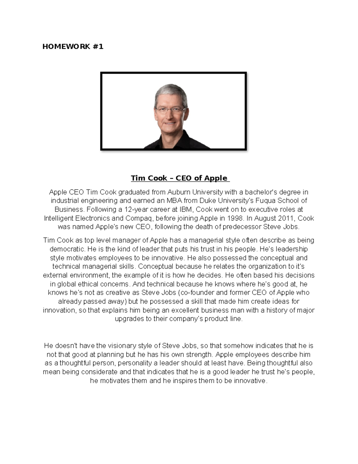 CEO - Following a 12-year career at IBM, Cook went on to executive ...