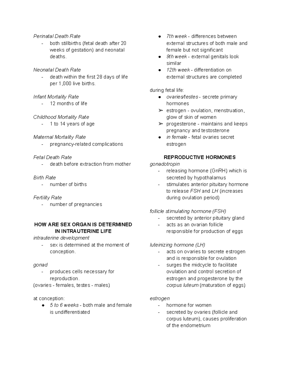 Maternal Notes - Perinatal Death Rate - both stillbirths (fetal death ...