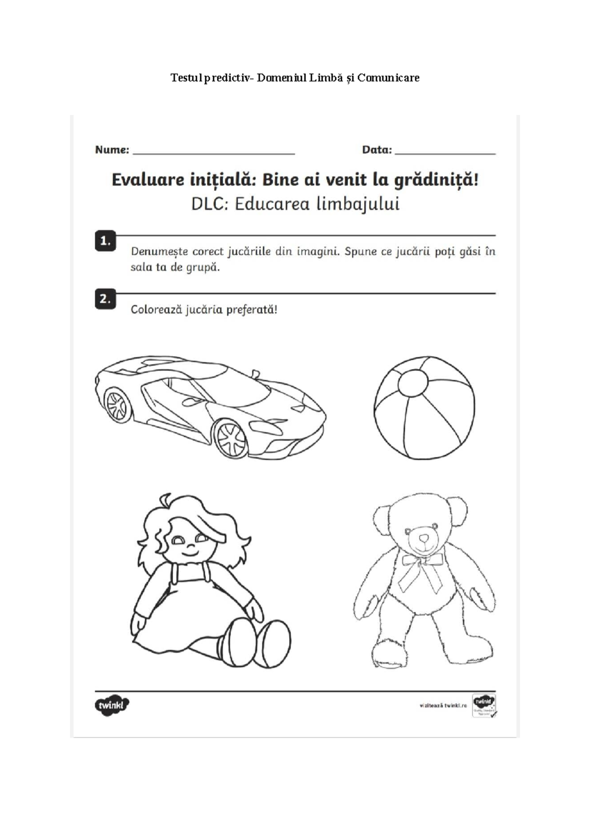 Testul predictic cu baremele aferente-Rezultate-Masuri - Testul ...