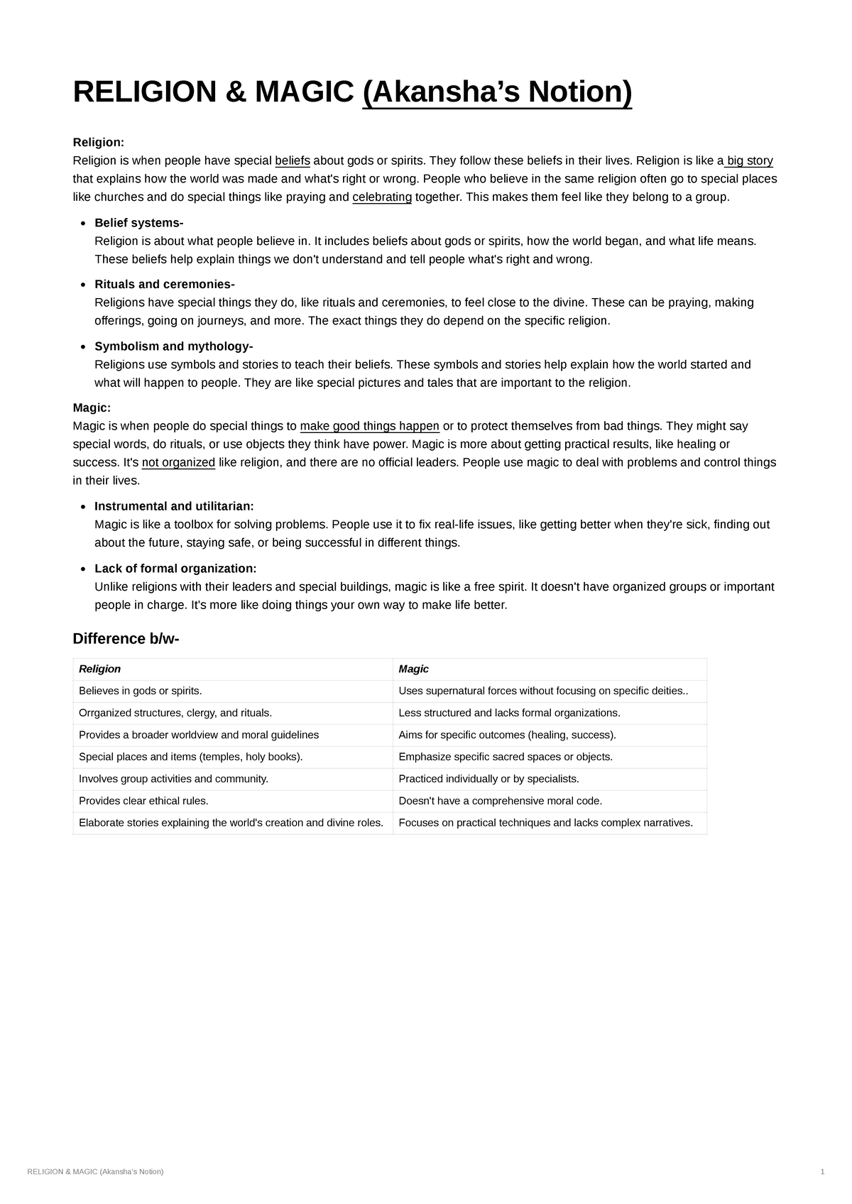 Religion Magic (Akanshas Notion) - RELIGION & MAGIC (Akansha’s Notion ...