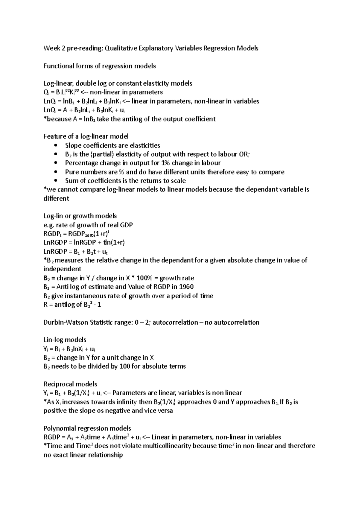 Week 2 prereading Qualitative Explanatory Variables Regression Models - rate of growth of real ...