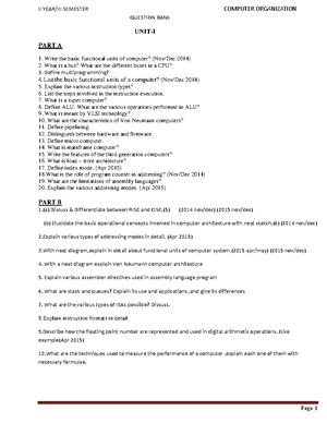 CO(U5) - BASIC PROCESSING UNIT: Some Fundamental Concepts, Execution of a Complete Instruction ...