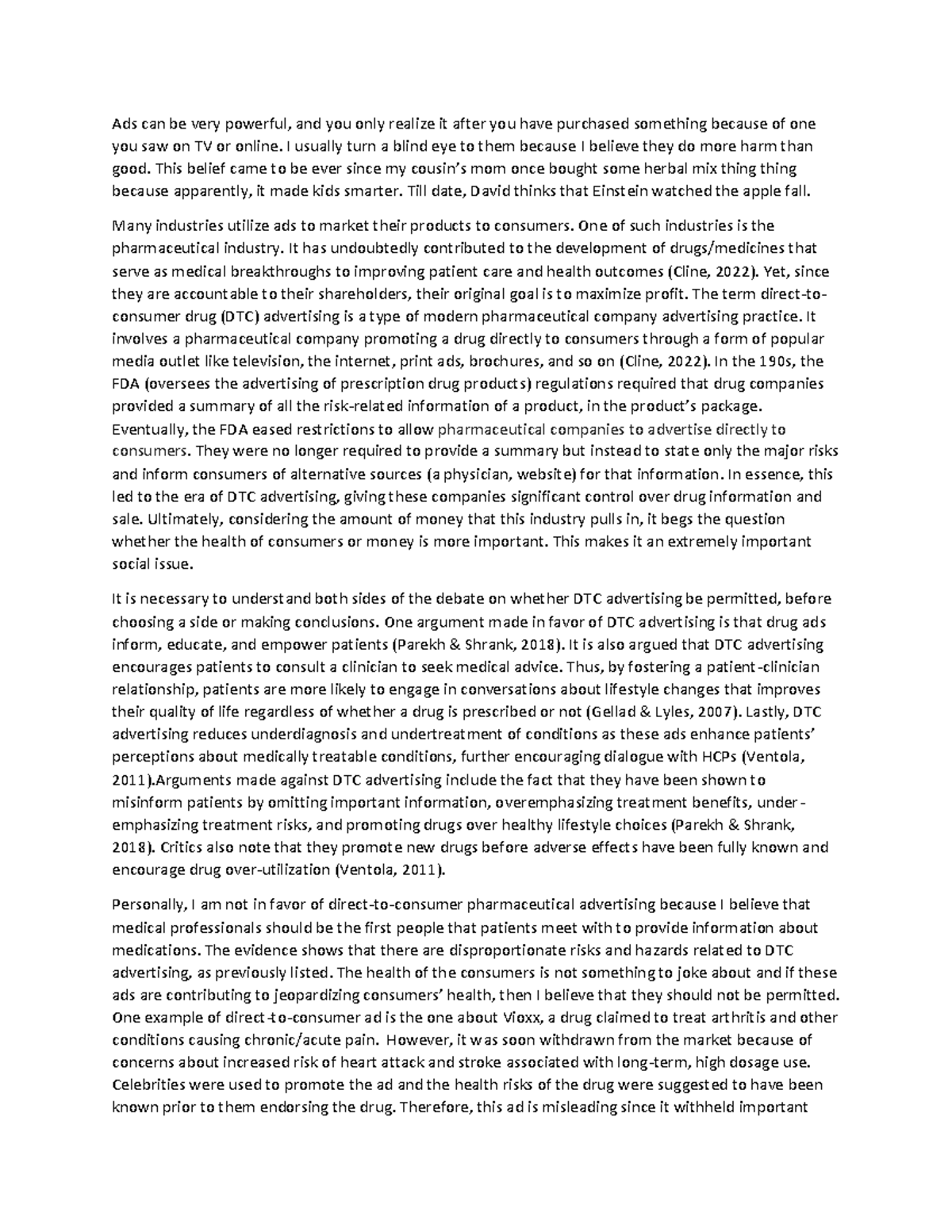 IDIS 173 Blog post Module 5 example - Ads can be very powerful, and you ...