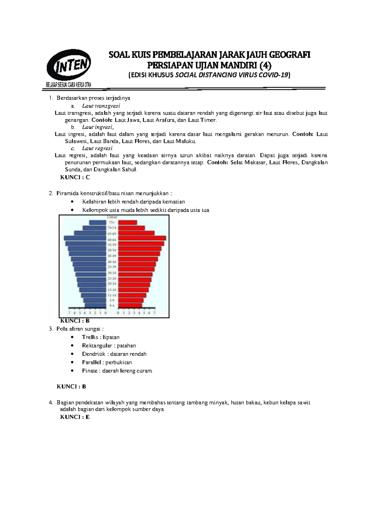 5. Bahas kuis geografi - Berdasarkan proses terjadinya a. Laut ...
