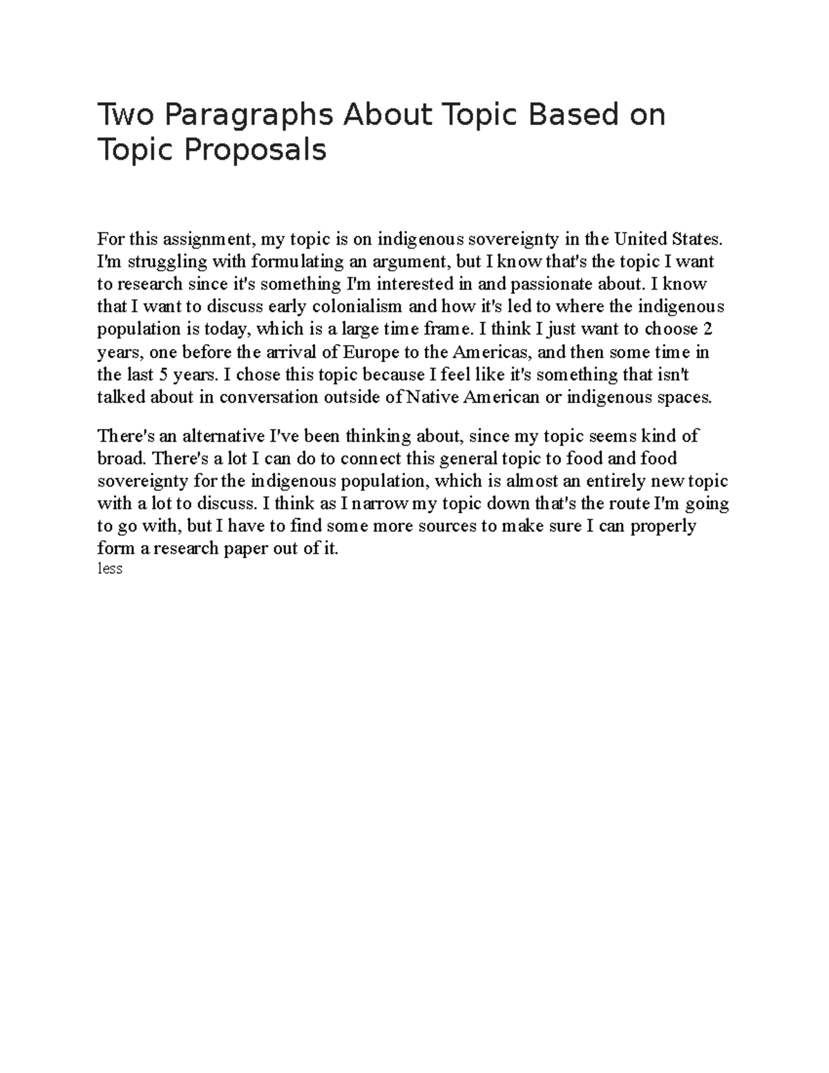 WRD 104 33 - Topic Proposal examples for Professor Dobble - Two ...