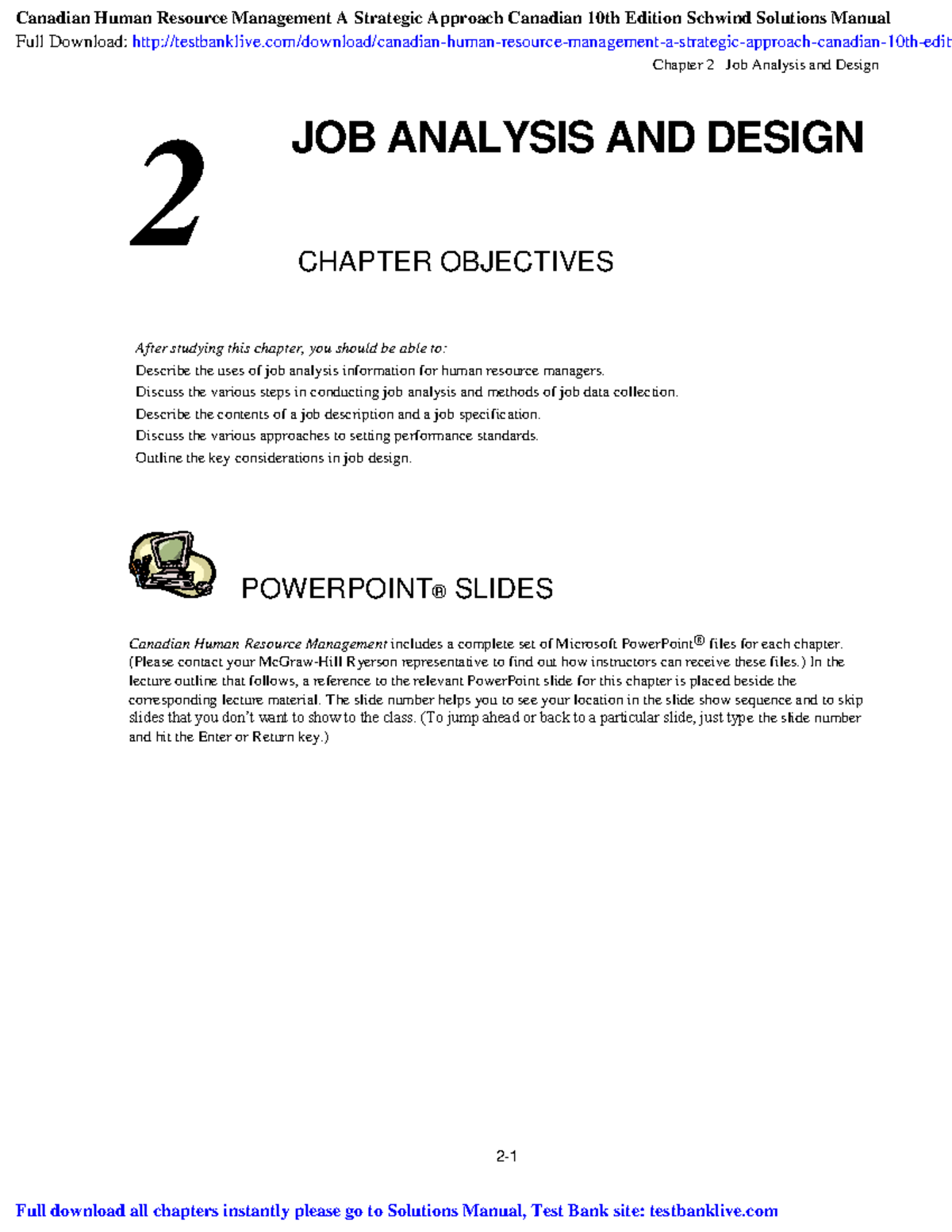 Chapter 2 slides and solutions - Chapter 2 Job Analysis and Design 2 ...