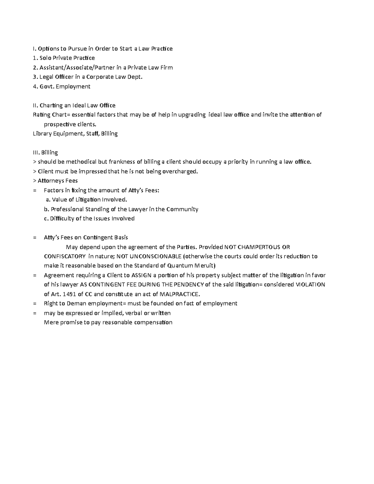 Reviewer in Legal Counseling - I. Options to Pursue in Order to Start a ...