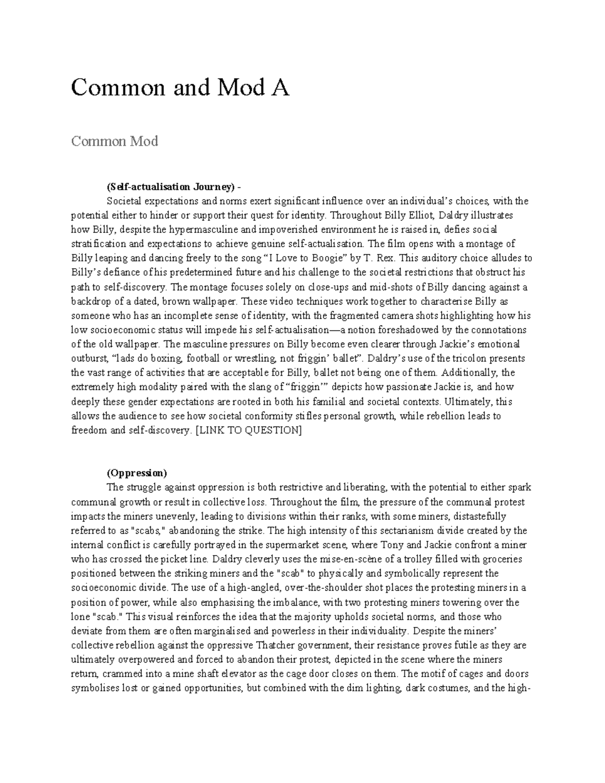 Billy Elliot and Asian-Australian Poetry sample body paragraphs ...