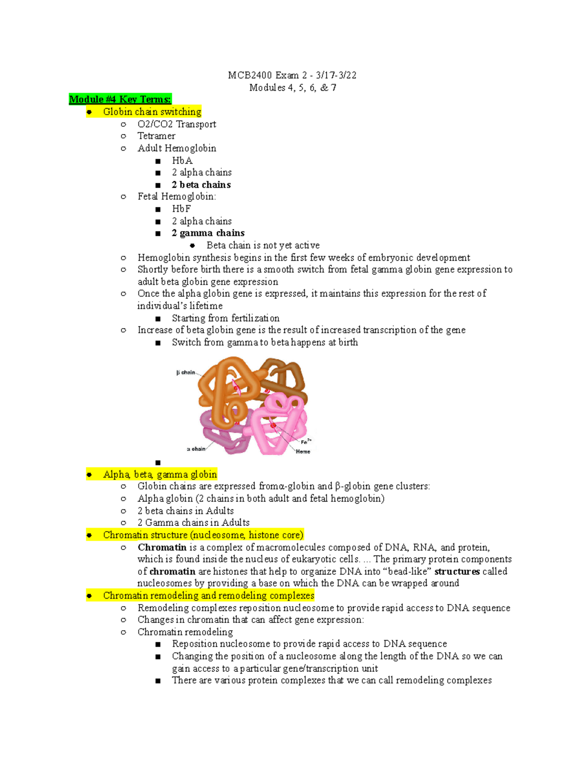 Exam 2 - lecture notes for exam - MCB2400 Exam 2 - 3/17-3/ Modules 4, 5 ...