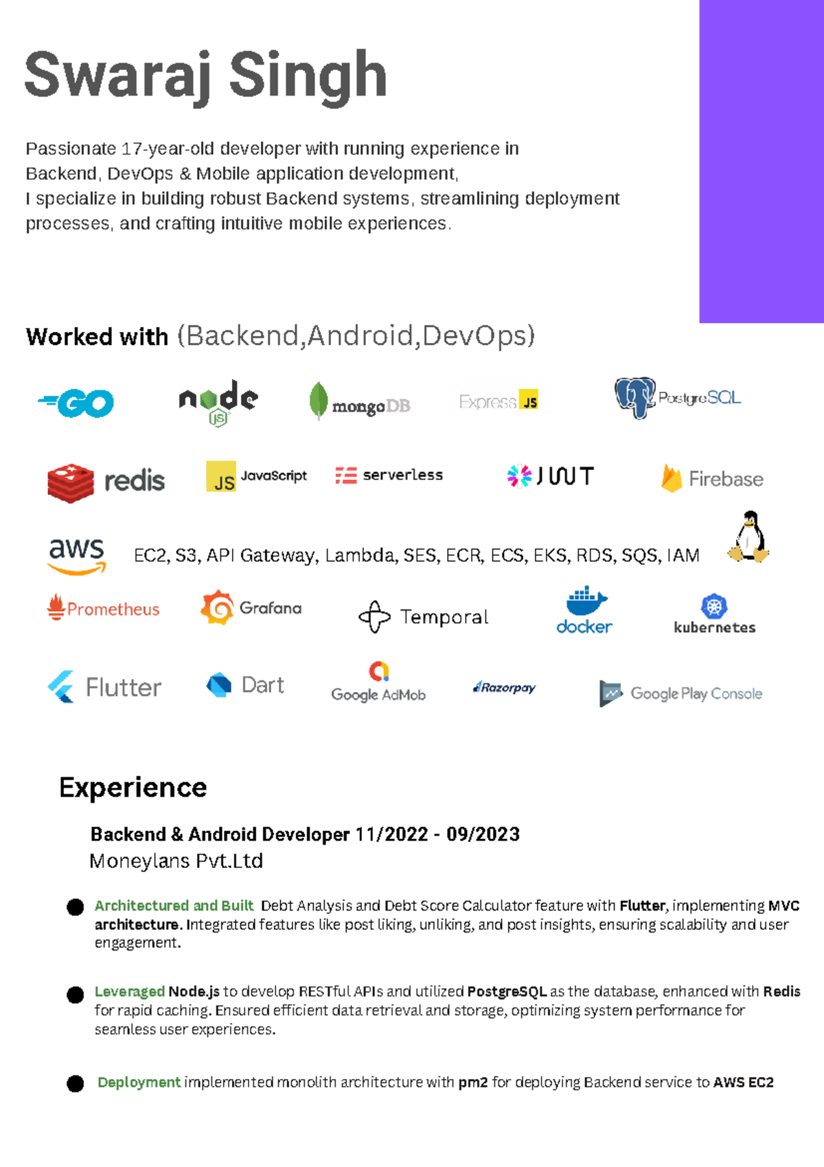 Swaraj Singh - 17 yo full stack developer - Swaraj Singh Passionate 17-year-old developer with ...