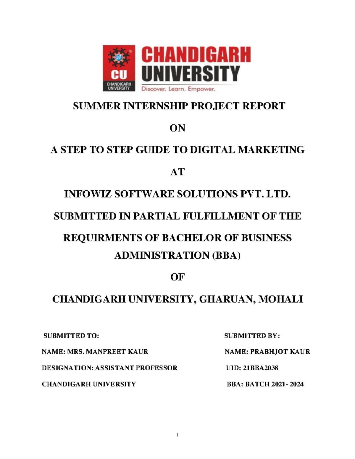 Summer Internship Project 21BBA2038 - I SUMMER INTERNSHIP PROJECT ...