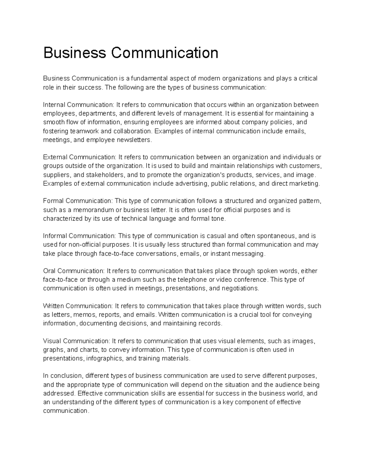 Communication Skills Lecture Notes 26 - Business Communication ...