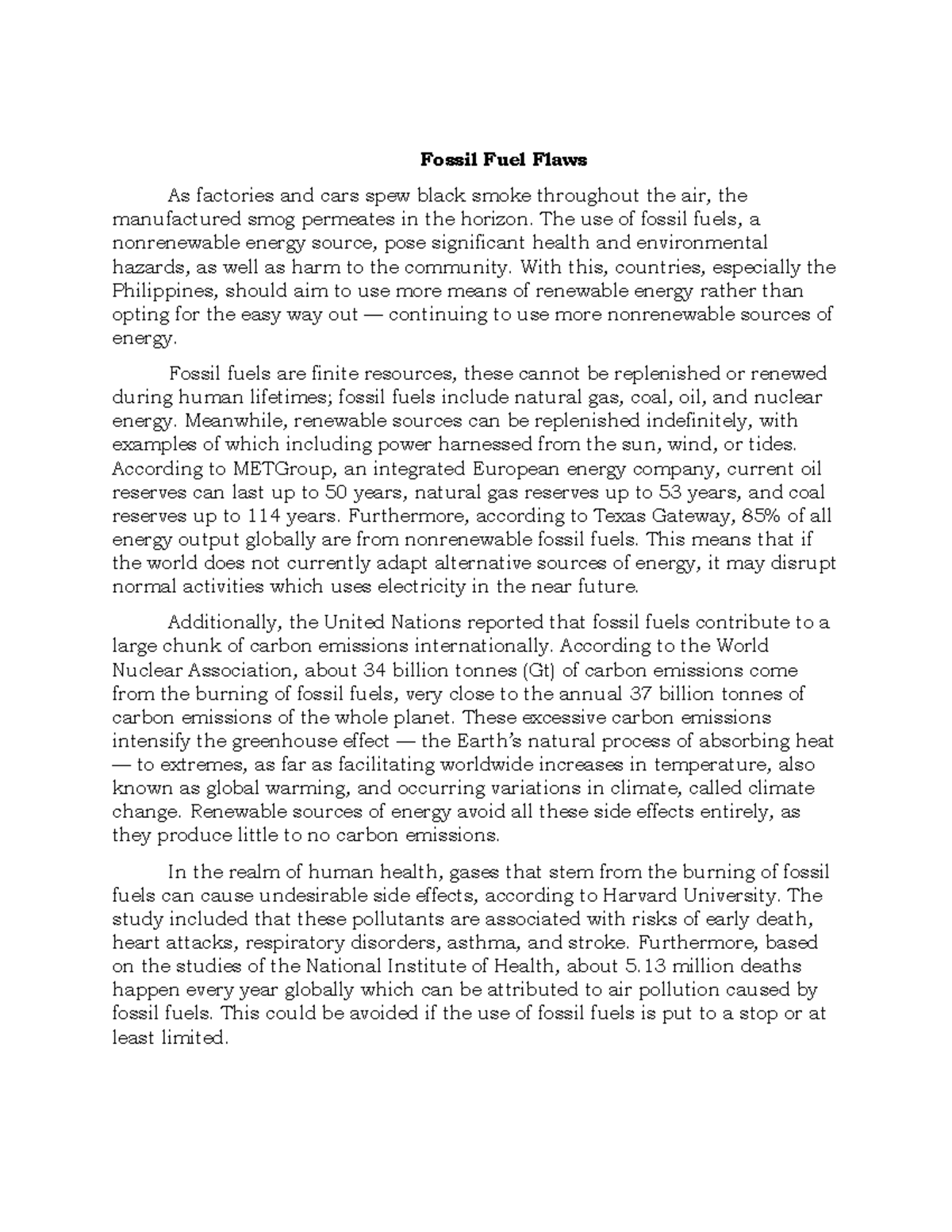 Fossil Fuel Flaws - EAPP Position Paper - Fossil Fuel Flaws As ...