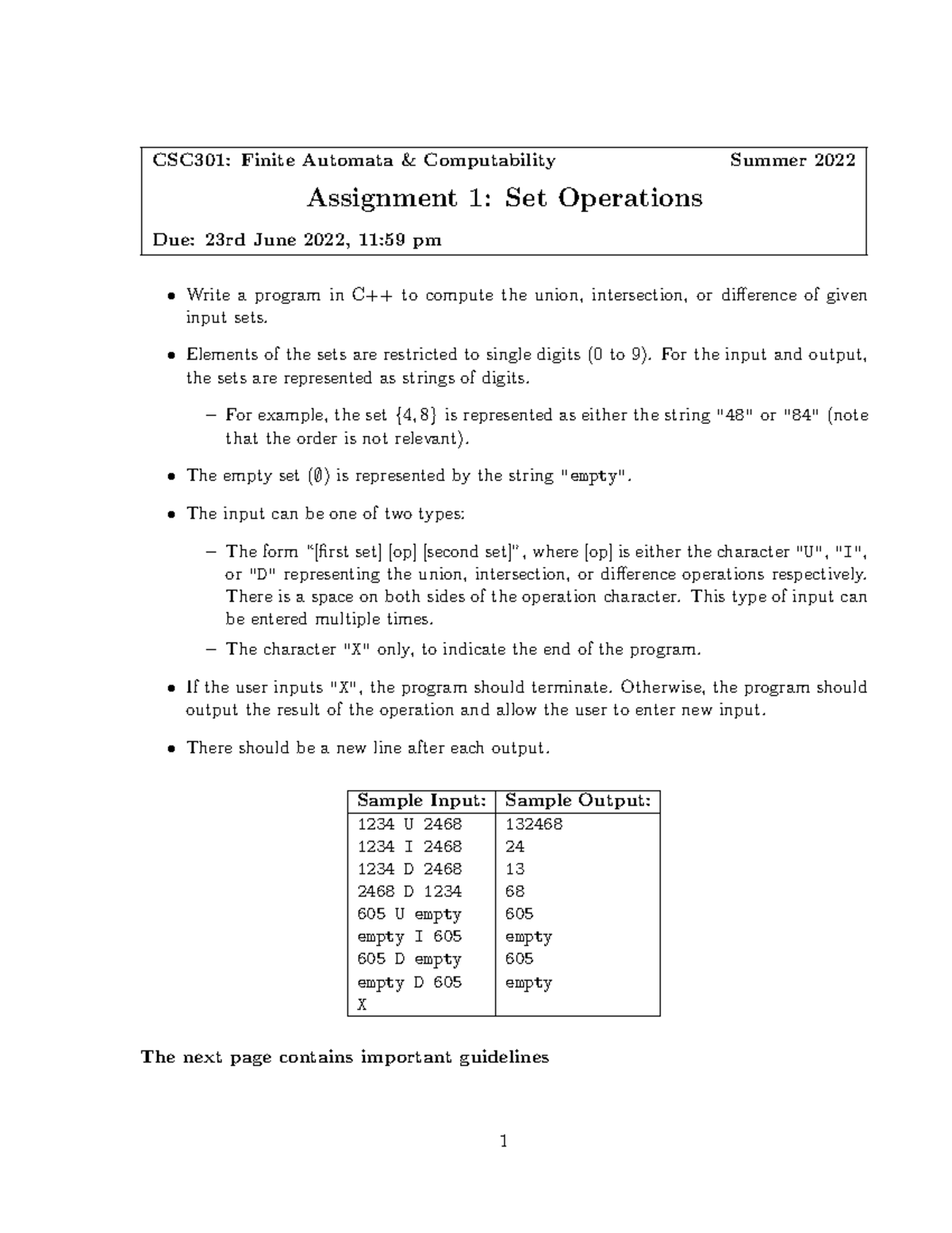 Inbound 7869019886126790690 - CSC301: Finite Automata & Computability Summer 2022 Assignment 1 ...